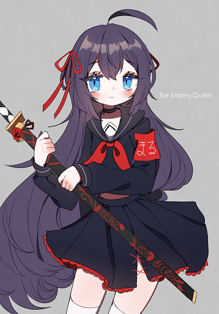 Safebooru - 1girl ahoge armband bangs bell black choker black sailor collar black serafuku black ...