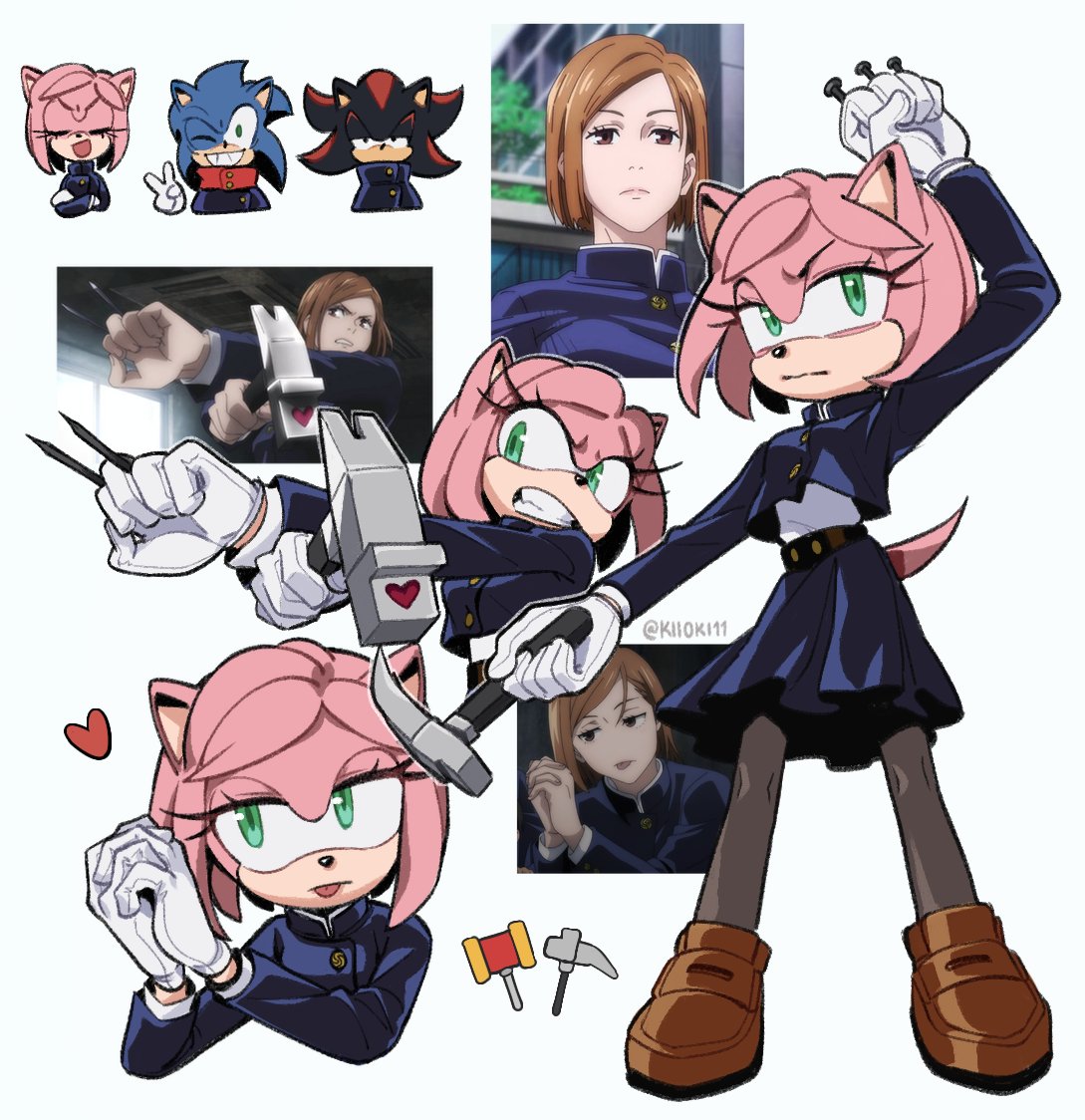 Safebooru - 1girl amy rose breasts brown eyes brown hair claw hammer ...