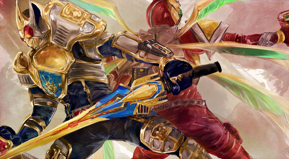 Safebooru - 2boys armor gun holding holding gun holding sword holding ...