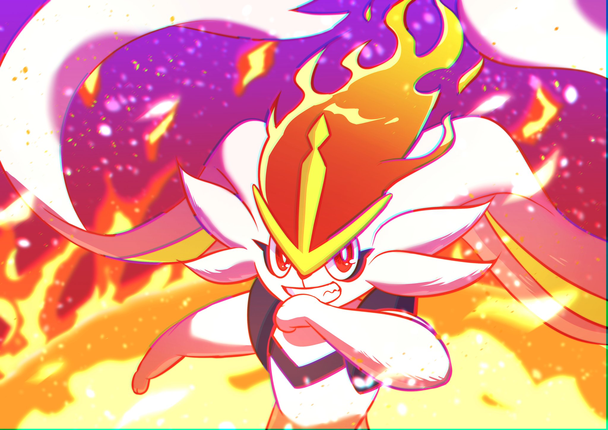 Safebooru - blurry blurry background cinderace clenched teeth ...