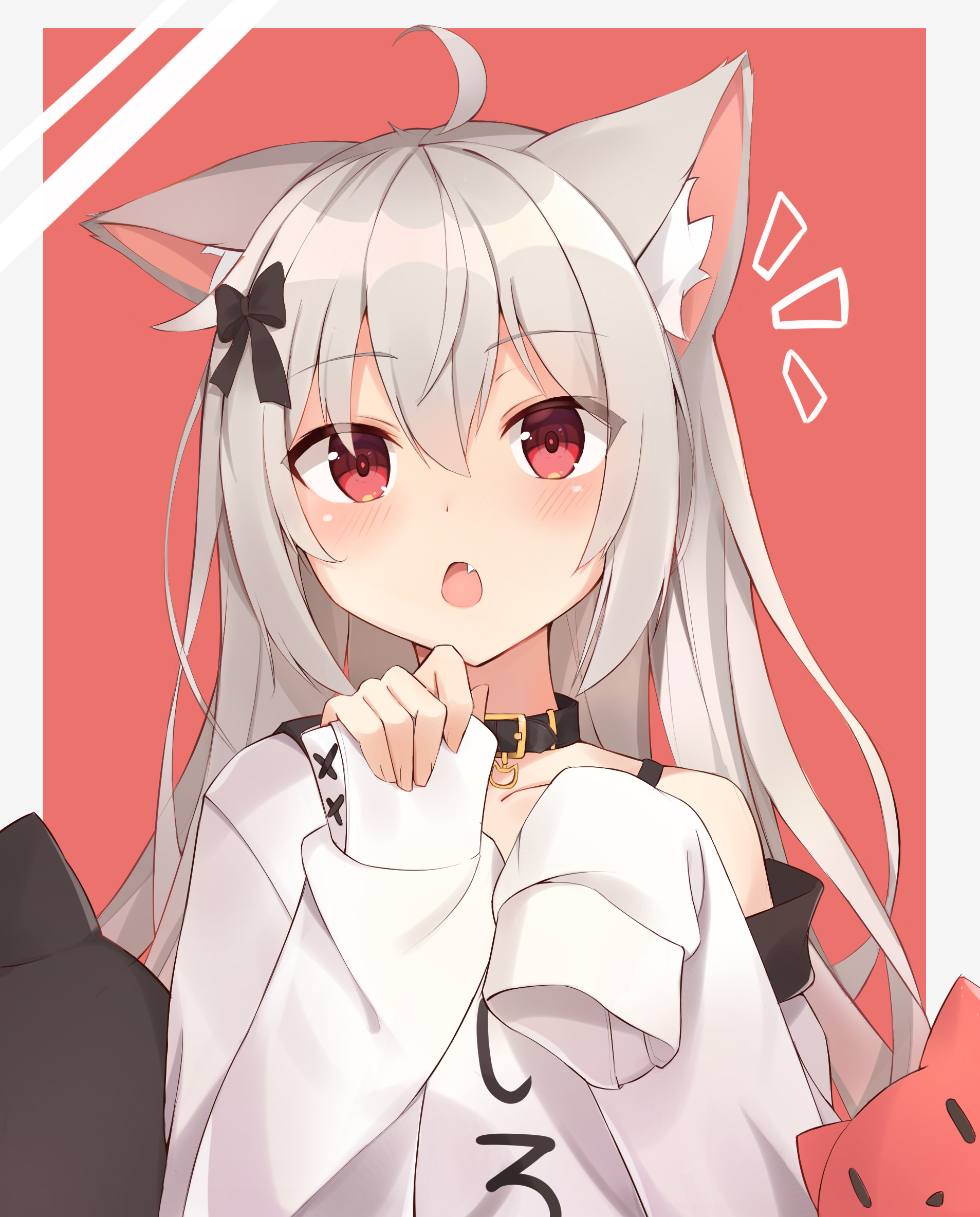 Safebooru - 1girl ahoge animal ear fluff animal ears blush cat ears cat girl choker collarbone ...