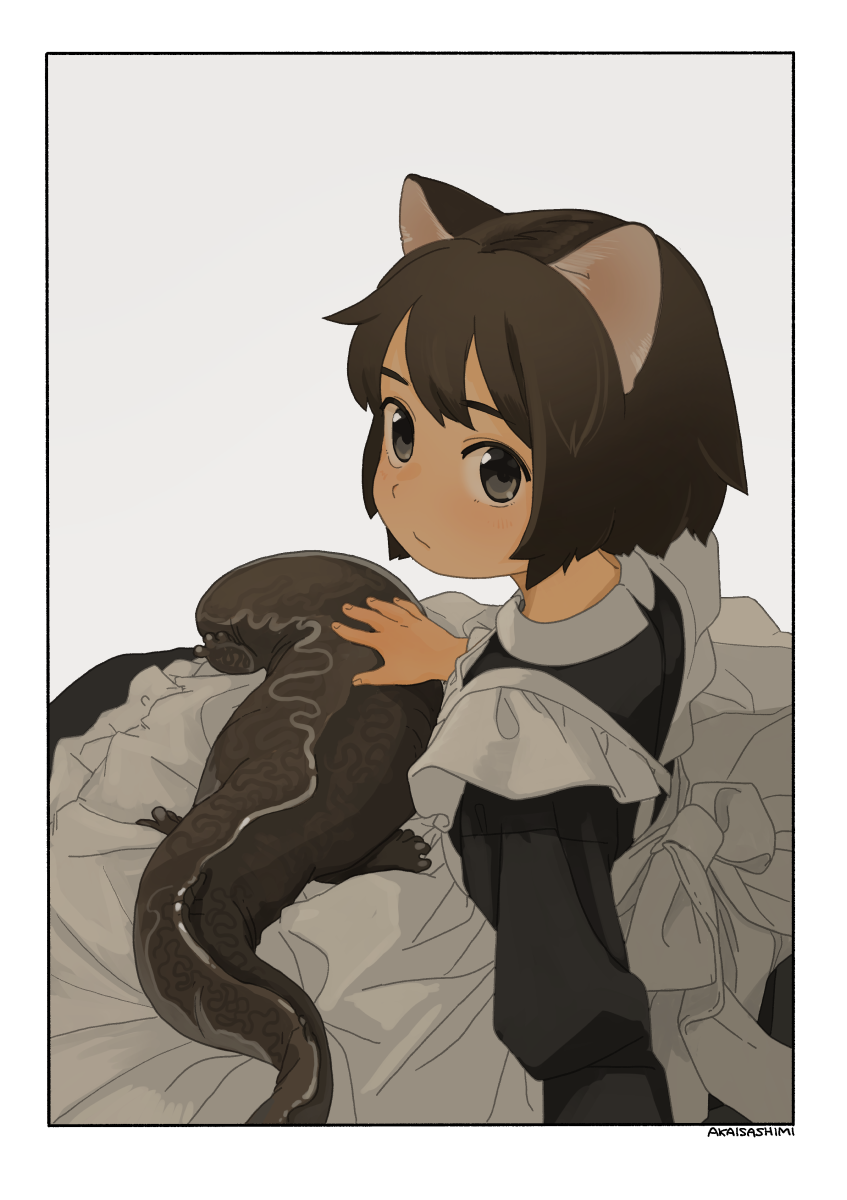 Safebooru - 1girl akai sashimi animal ears black eyes black hair cat ...