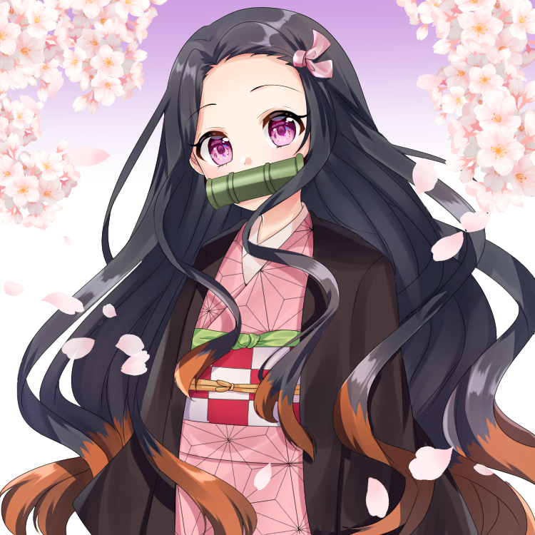 Safebooru - 1girl bamboo bit gag black hair brown hair checkered ...