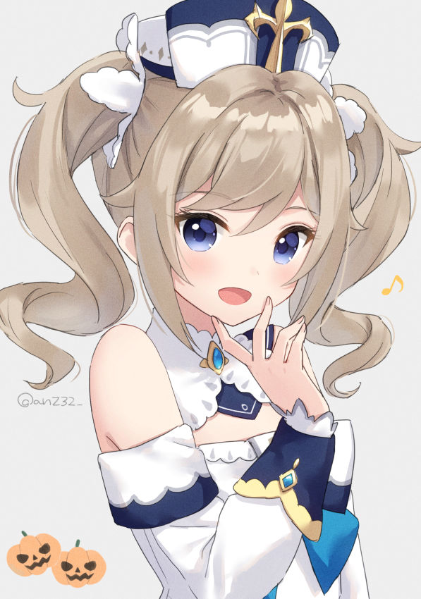 Safebooru - 1girl :d anz32 bangs barbara (genshin impact) bare shoulders blue eyes blue headwear ...