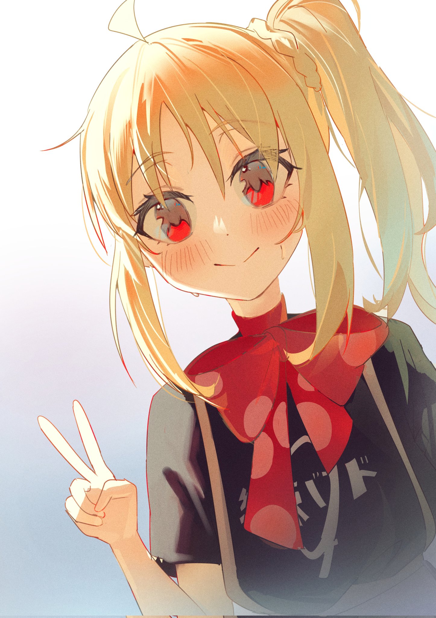 Safebooru - 1girl bangs blonde hair bocchi the rock! bow closed mouth gradient gradient ...