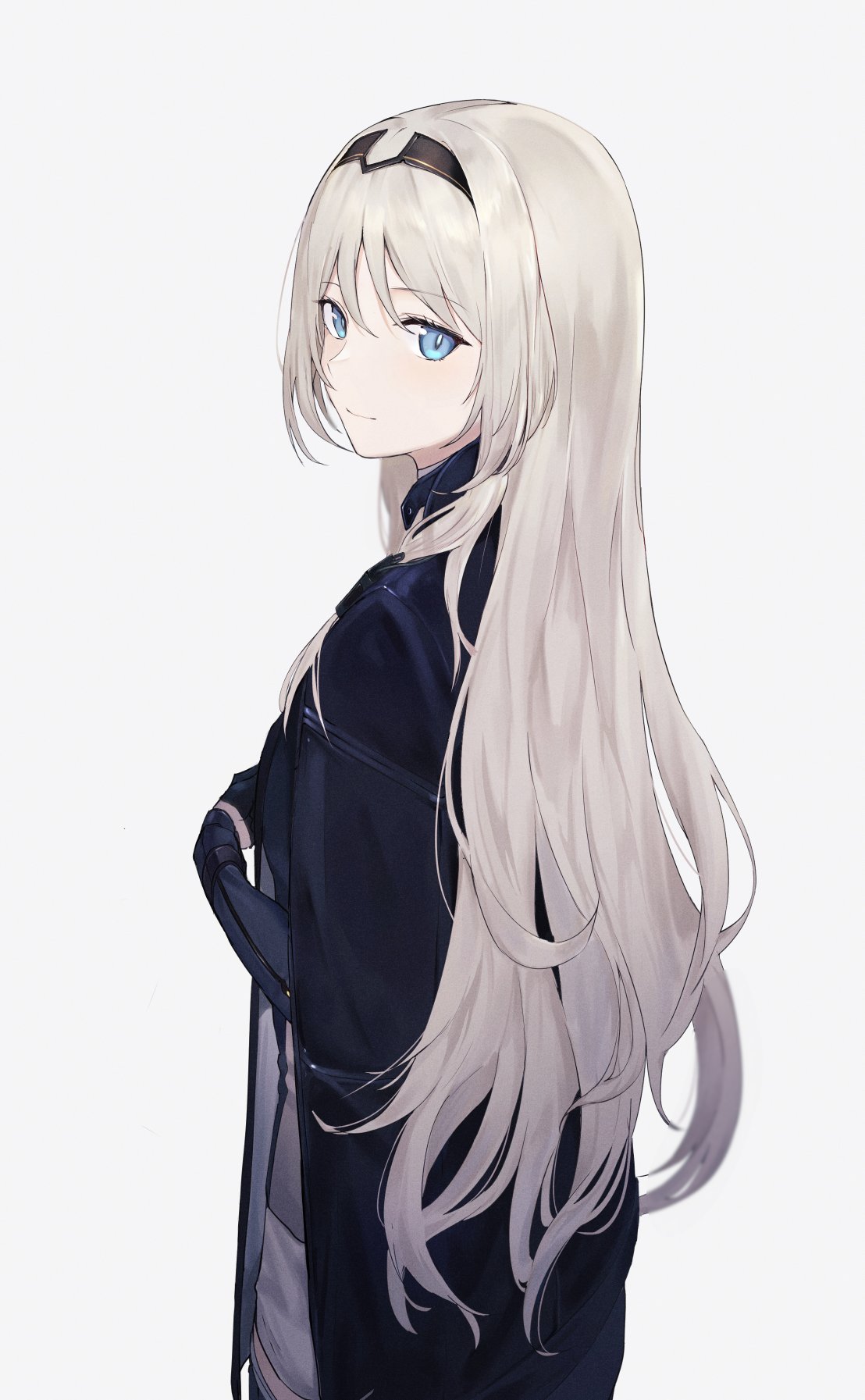 Safebooru - 1girl an-94 (girls frontline) bangs black gloves black jacket blue eyes blurry ...