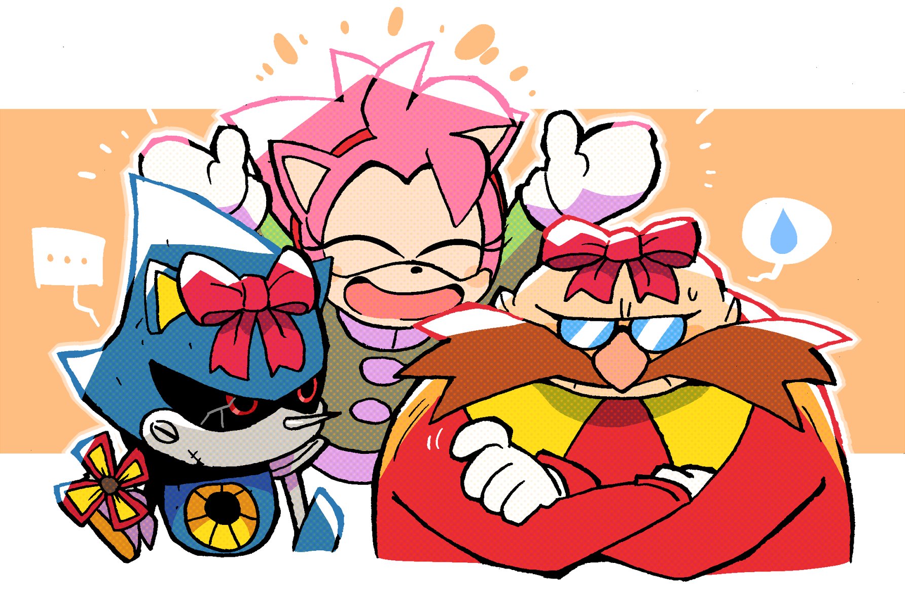 Safebooru - ... 1girl 2boys ^ ^ ^o^ amy rose bow closed eyes dr. eggman ...
