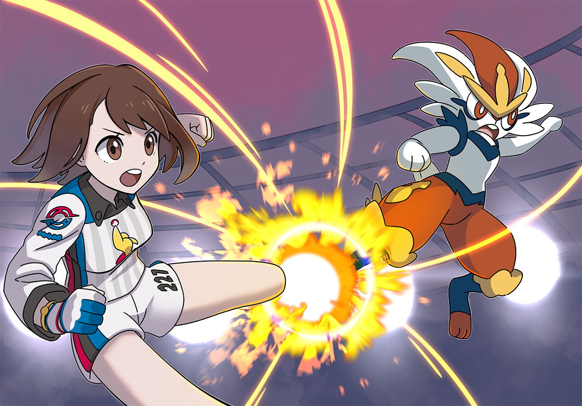 Safebooru - 1girl bangs brown eyes brown hair cinderace clenched hands ...