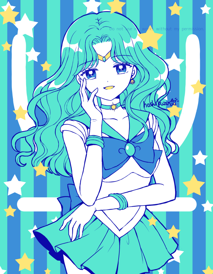 Safebooru - aqua background aqua skirt artist name back bow bishoujo senshi sailor moon blue ...