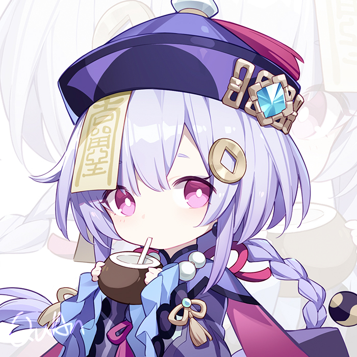 Safebooru - 1girl braid chibi coconut drinking straw genshin impact ...