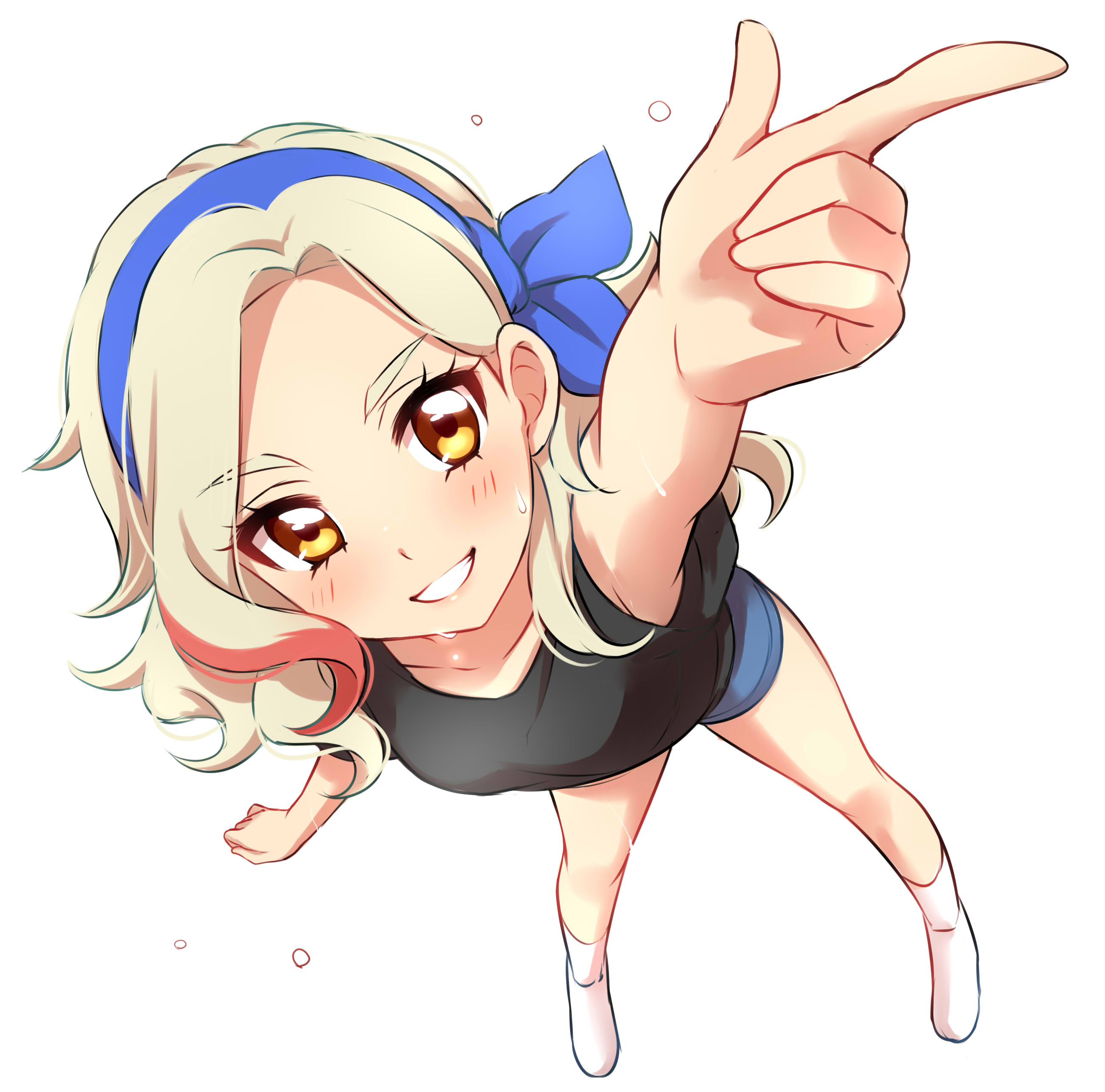 Safebooru - 1girl :d absurdres aikatsu! aikatsu! (series) bare arms black shirt blonde hair blue ...