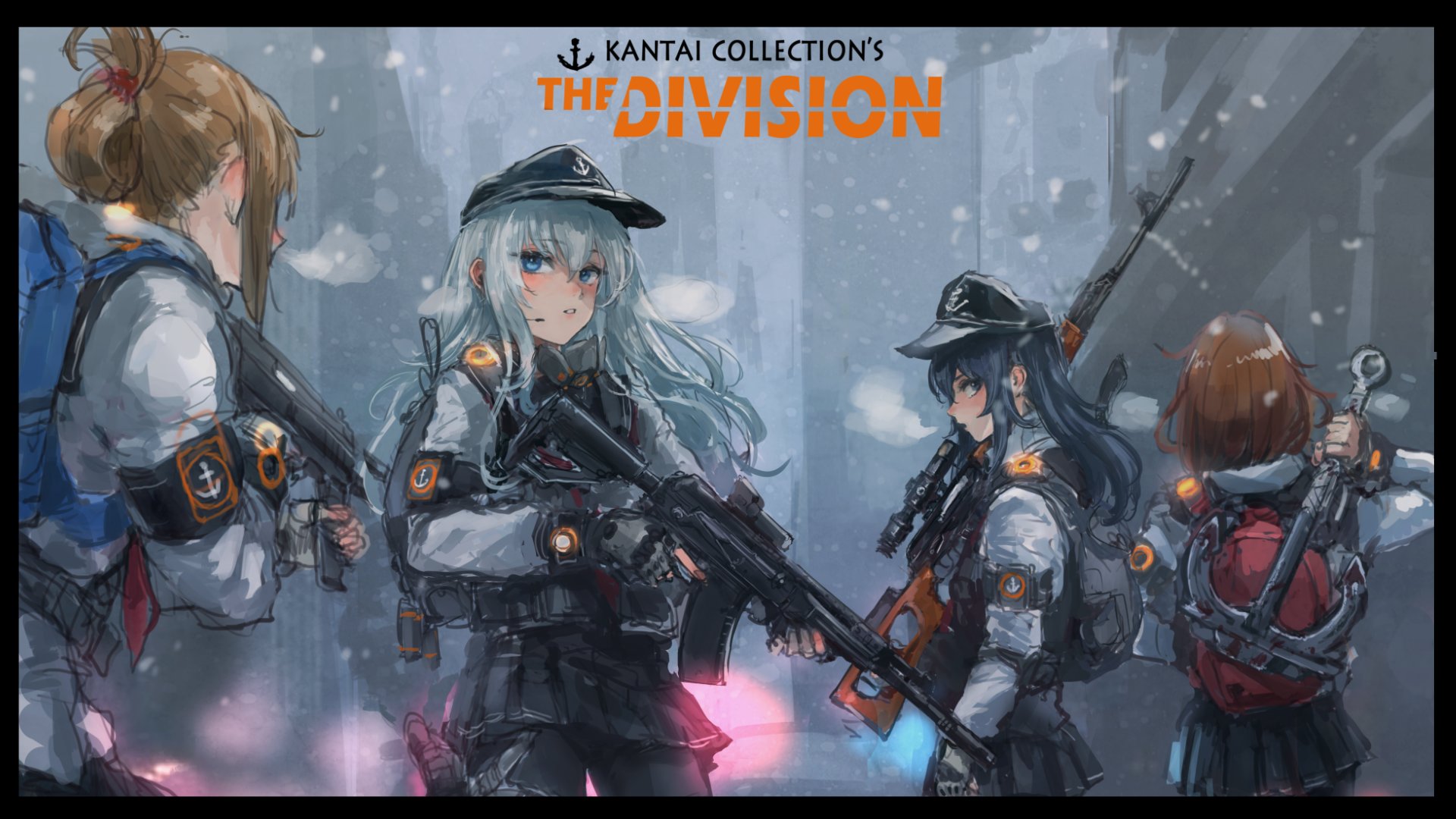 Safebooru - 4girls akatsuki (kantai collection) anchor assault rifle ...