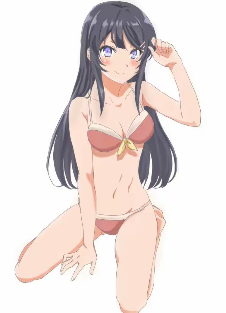 Safebooru - 1girl bikini black hair blush collarbone hair ornament hairclip long hair navel ...