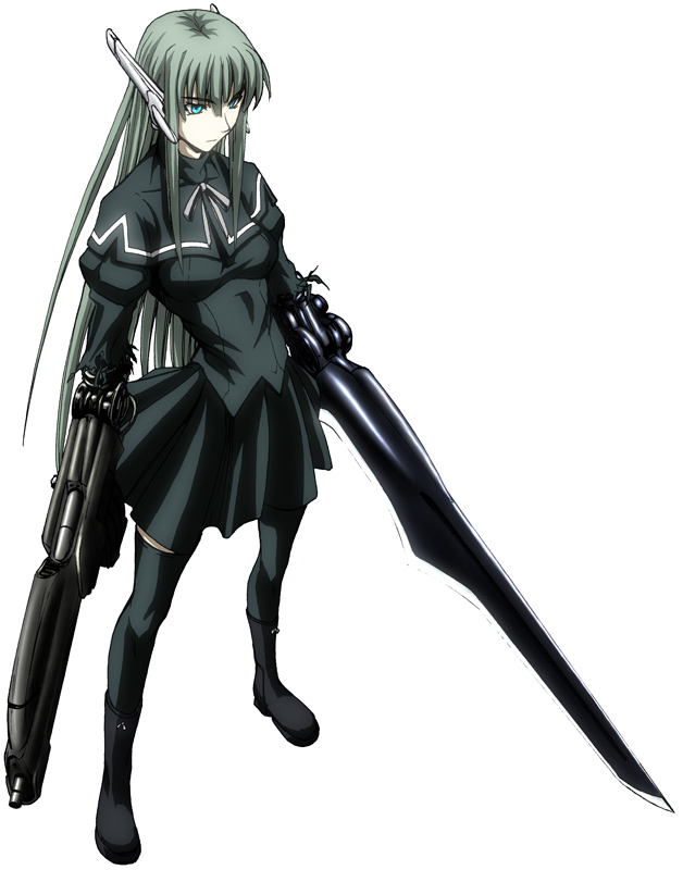 Safebooru - android arm cannon fumei green eyes green hair gun imizu ...