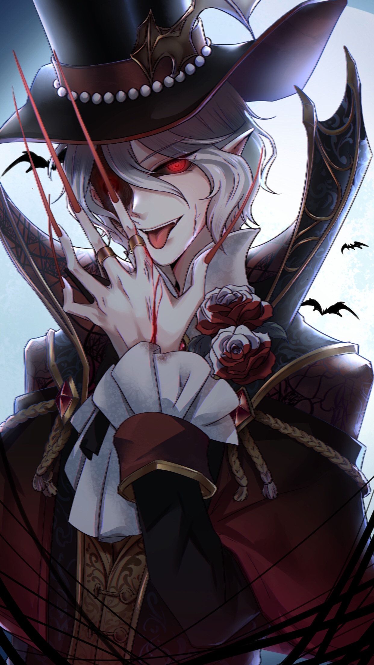 Safebooru - 1boy bat black headwear blood bloody clothes bloody hands ...