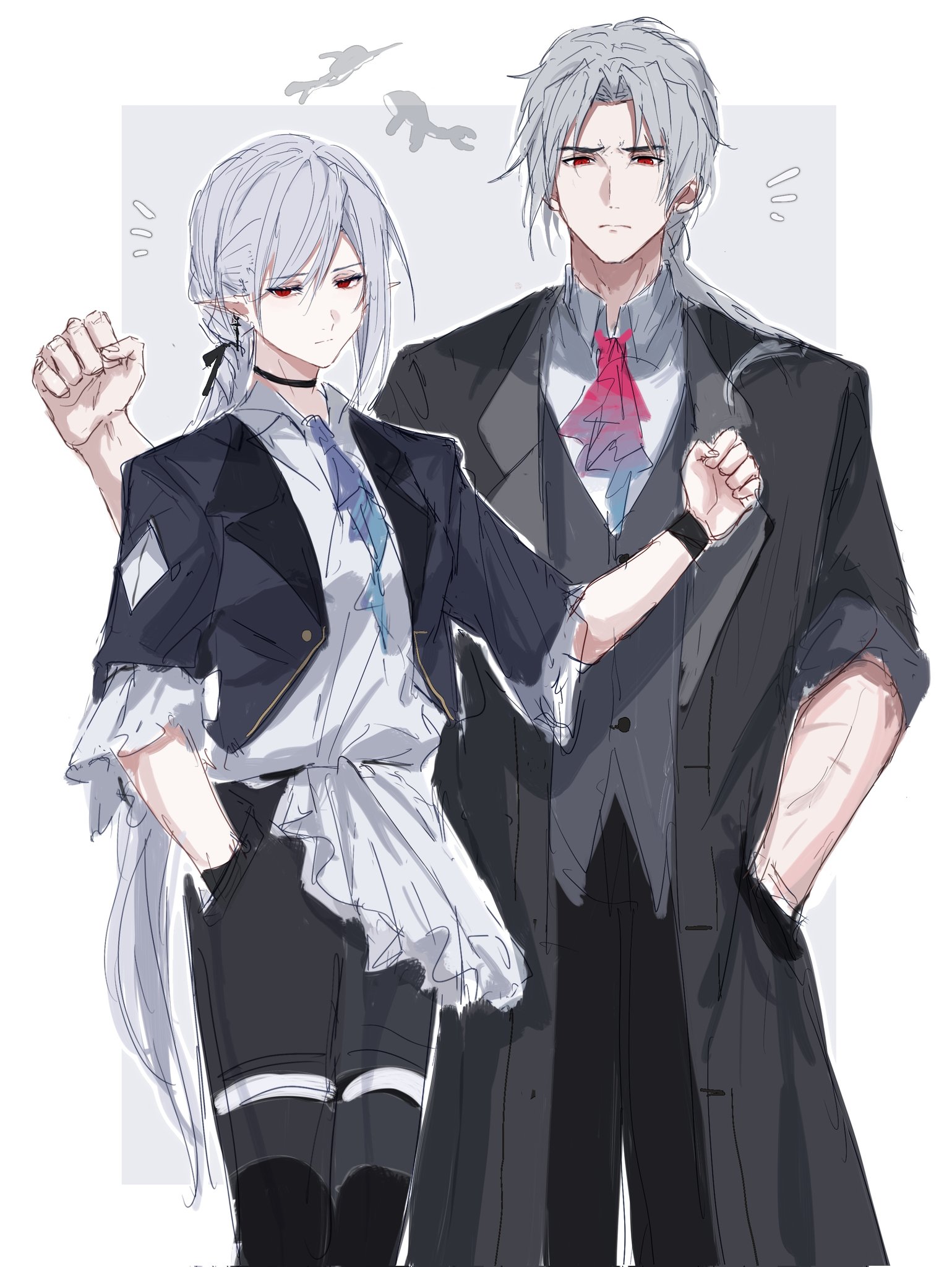 Safebooru - 1boy 1girl alternate costume arknights ascot bangs black coat black jacket black ...