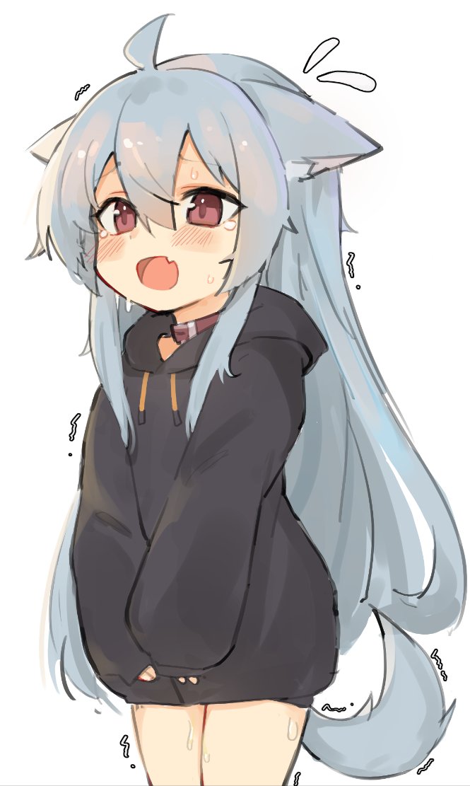 Safebooru - 1girl animal ear fluff animal ears bangs black hoodie blush brown eyes cowboy shot ...