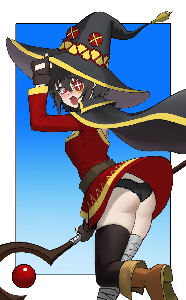 Safebooru - 1girl ass asymmetrical legwear bandaged leg bandages black hair black panties blush ...