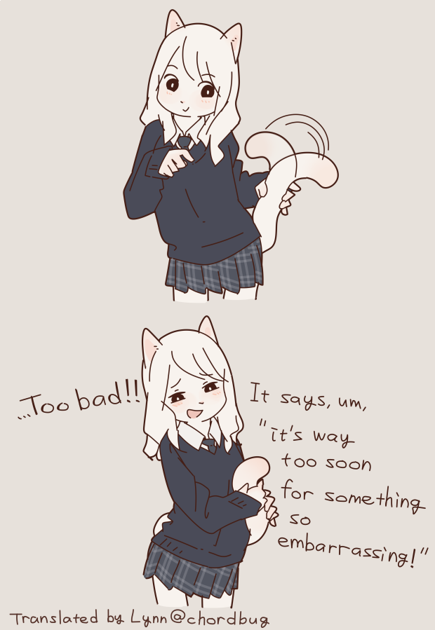 Safebooru - 1girl animal ears cat ears english text furry holding tail original pleated skirt ...