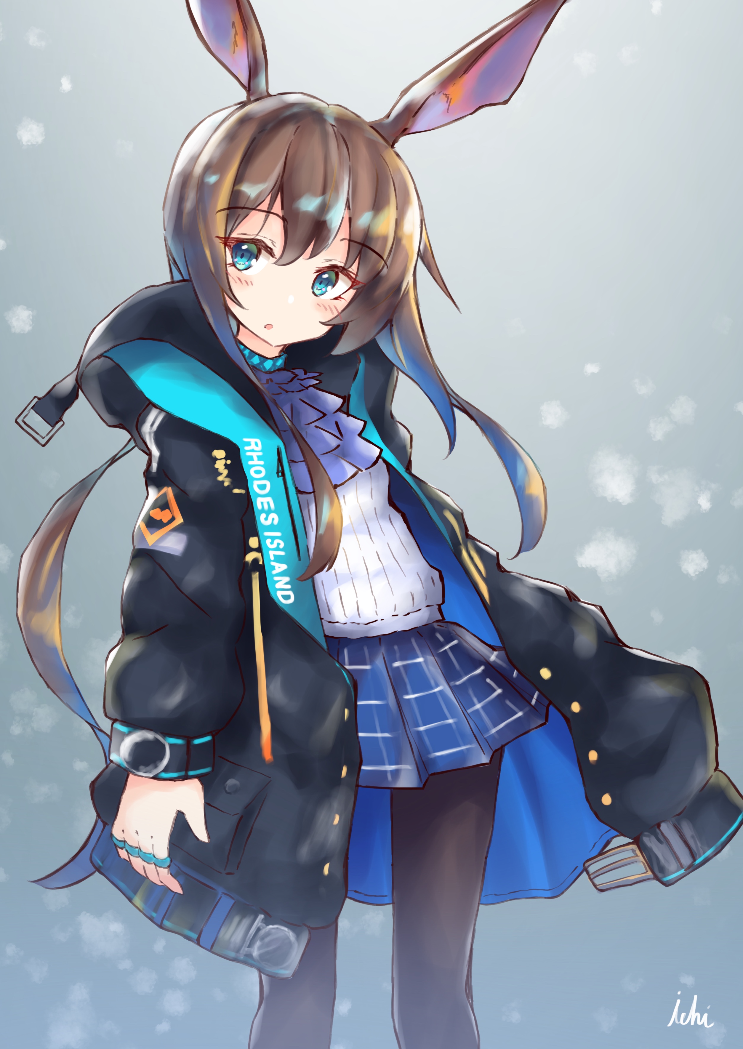 Safebooru - 1girl :o absurdres amiya (arknights) animal ears arknights ascot bangs black jacket ...