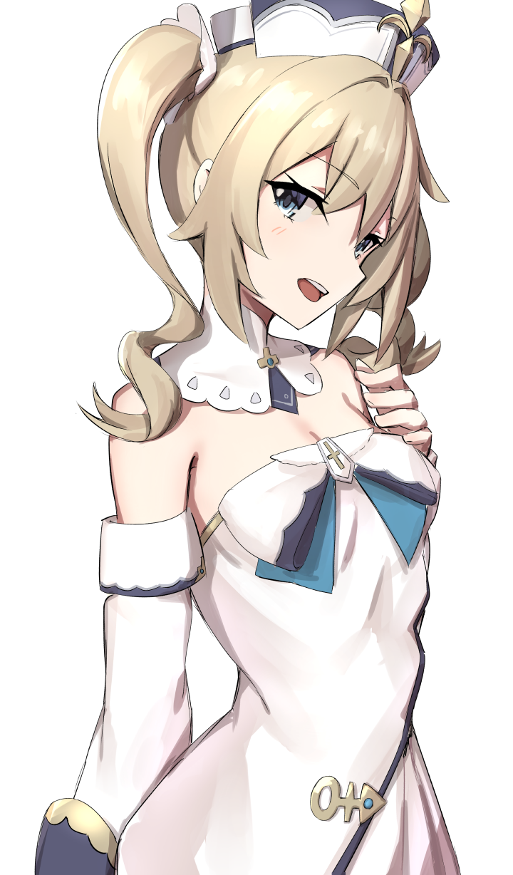 Safebooru - 1girl bangs barbara (genshin impact) bare shoulders blue eyes blush breasts detached ...