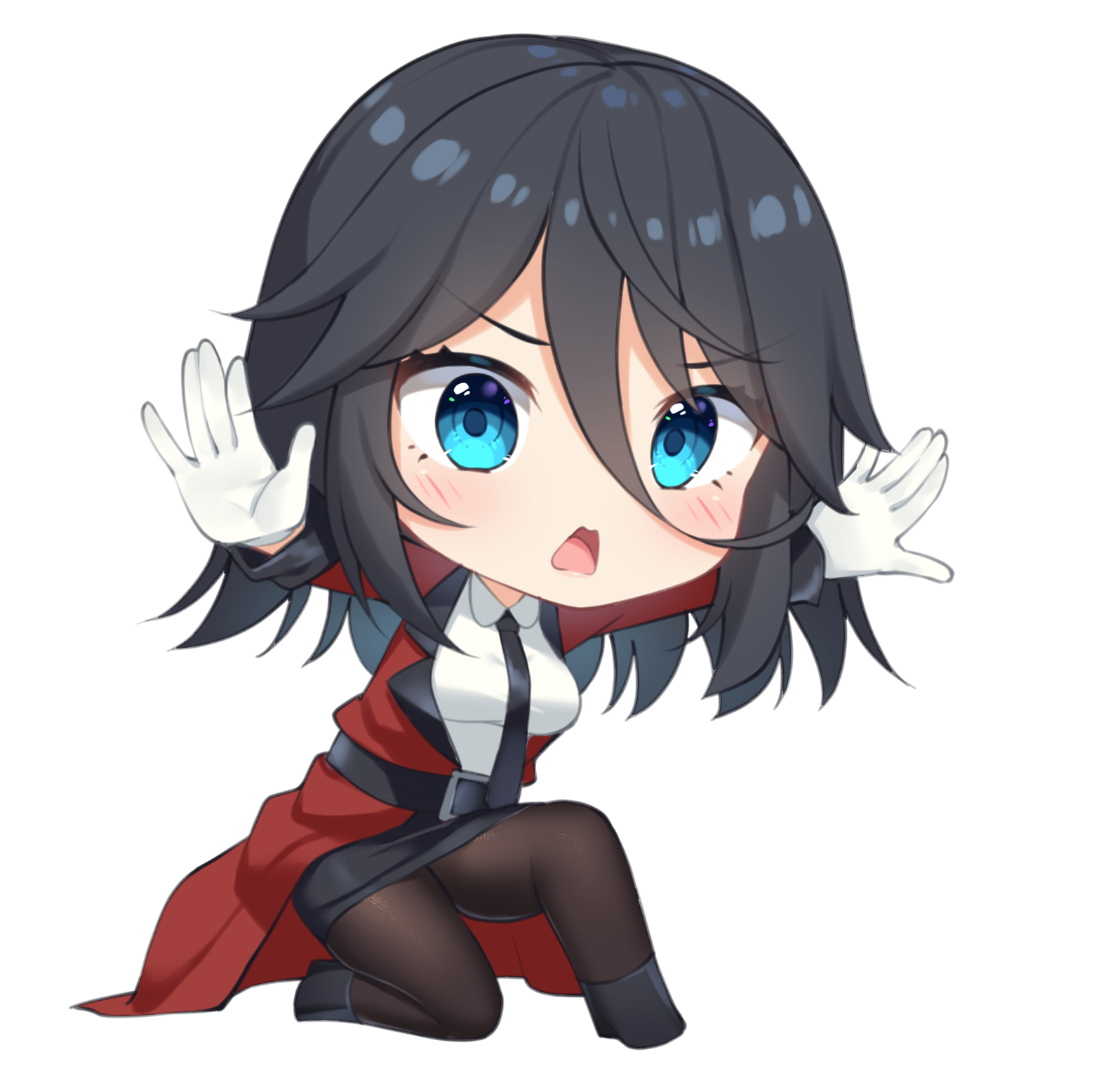 Safebooru - arms up bangs black footwear black hair black legwear black ...