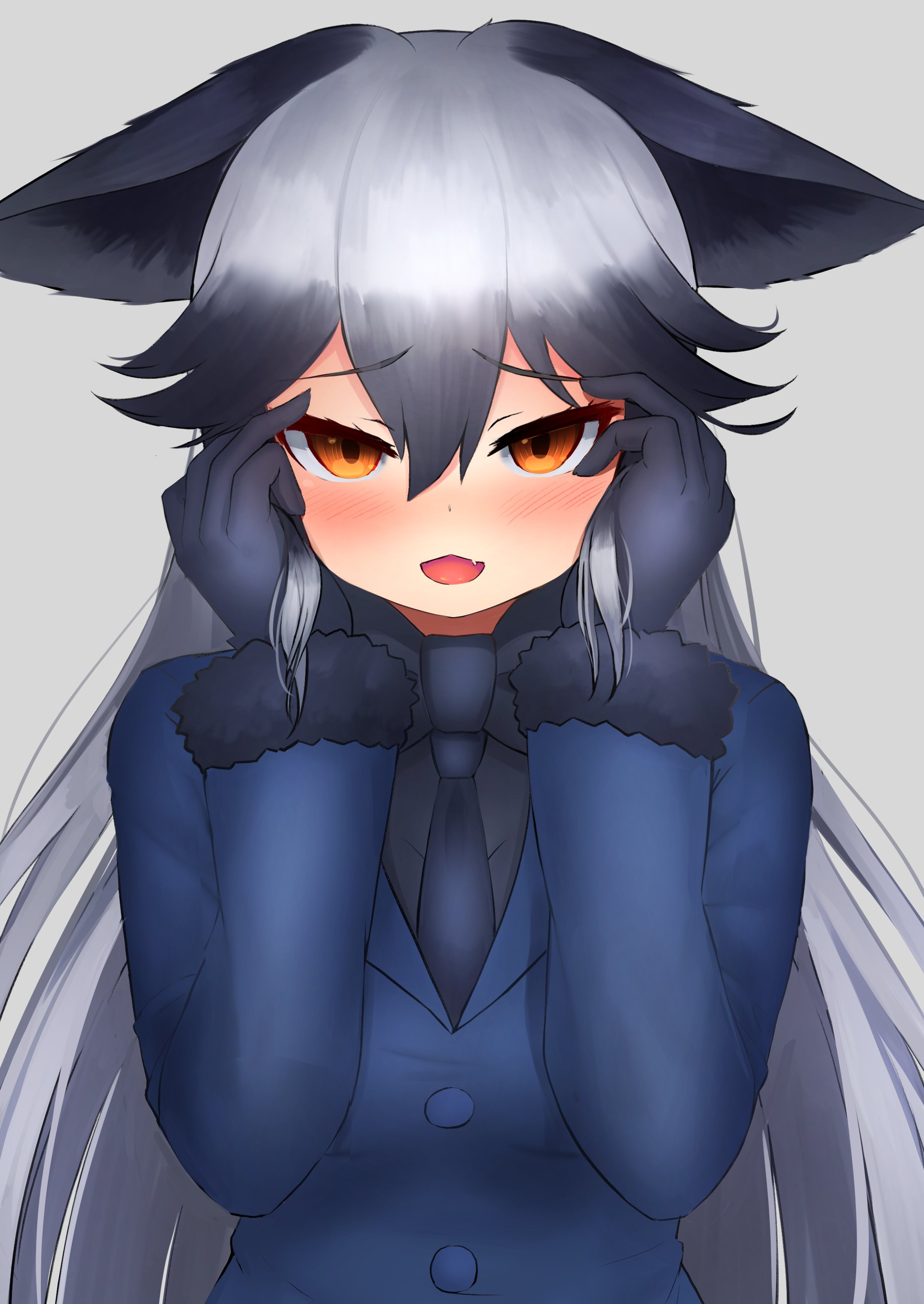 Safebooru - 1girl :d absurdres animal ears bangs black bow black gloves black hair black ...