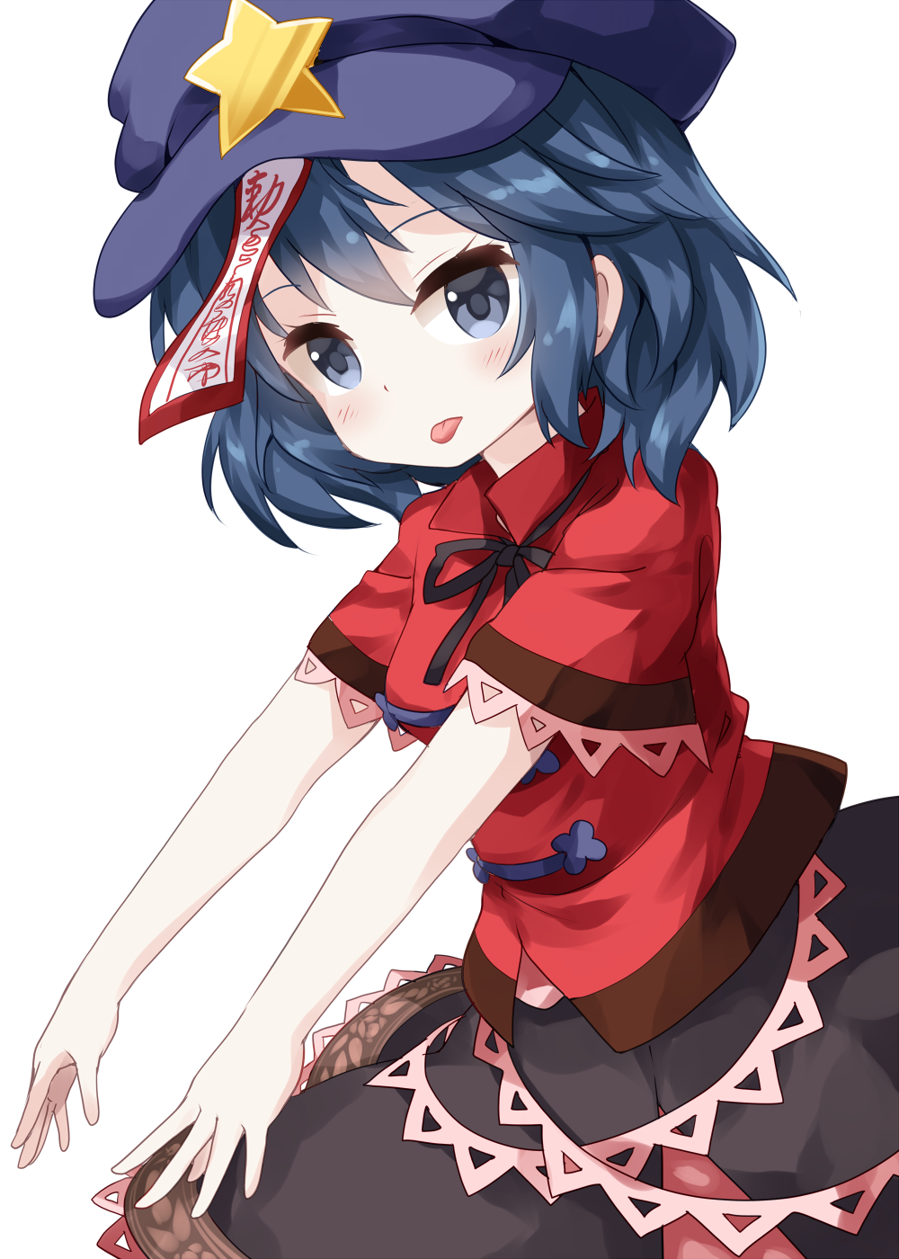 Safebooru - 1girl bangs black neckwear black ribbon black skirt blue eyes blue hair cabbie hat ...