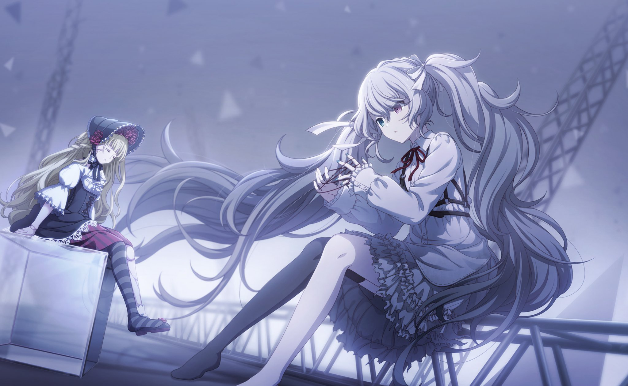 Safebooru - blue eyes dress grey hair hatsune miku heterochromia long ...