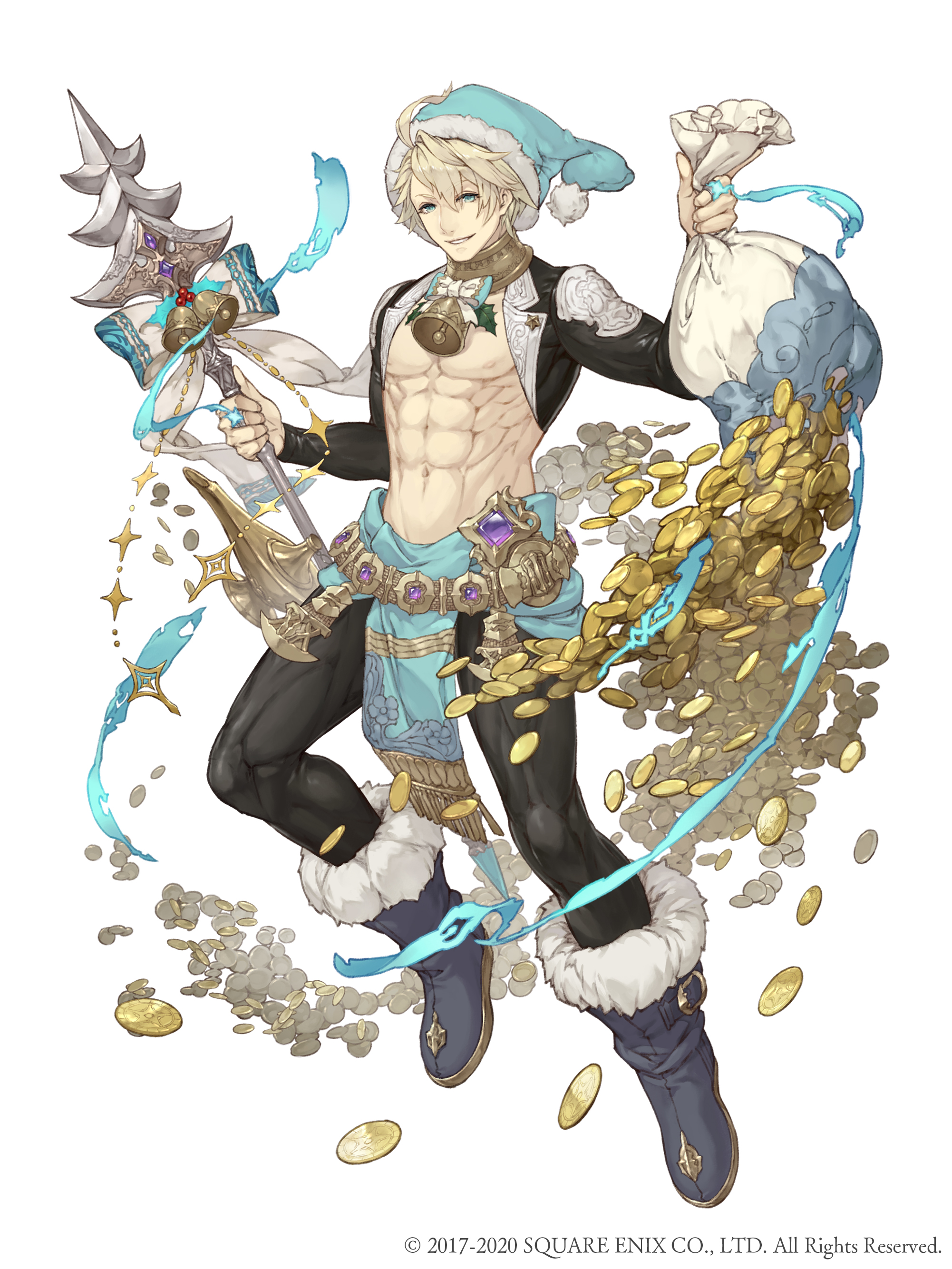 Safebooru - 1boy abs absurdres ahoge aladdin (sinoalice) bell bell ...