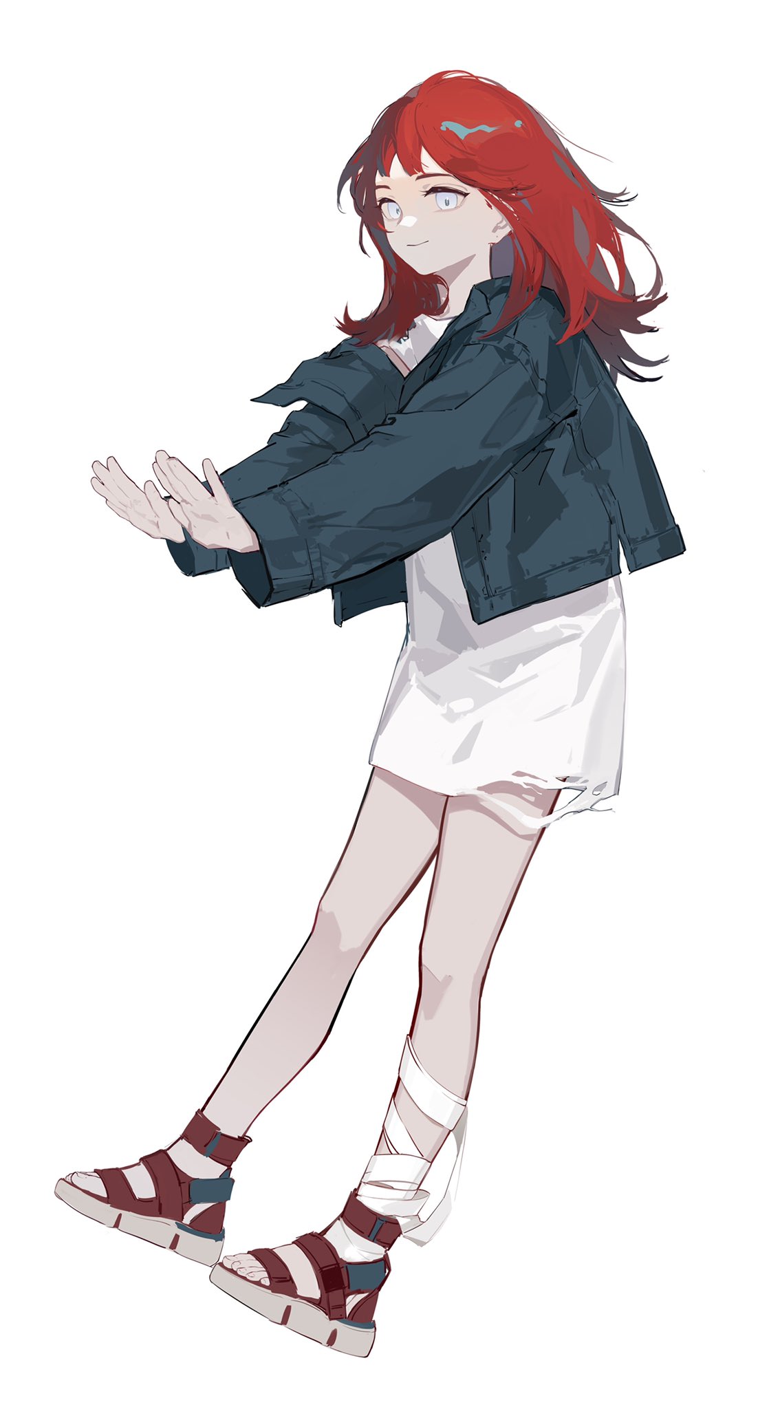 Safebooru 1girl Bandaged Leg Bandages Bangs Closed Mouth Commentary 1114