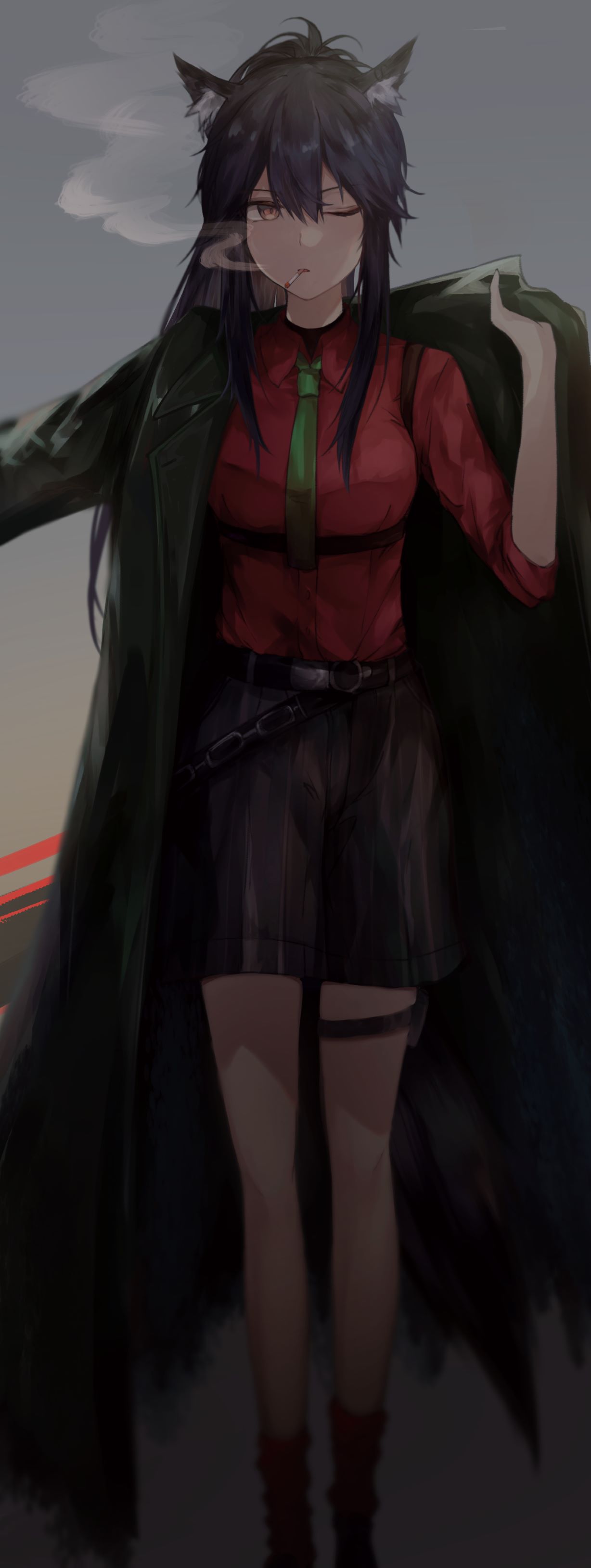 Safebooru - 1girl absurdres animal ear fluff animal ears arknights bangs black coat black hair ...