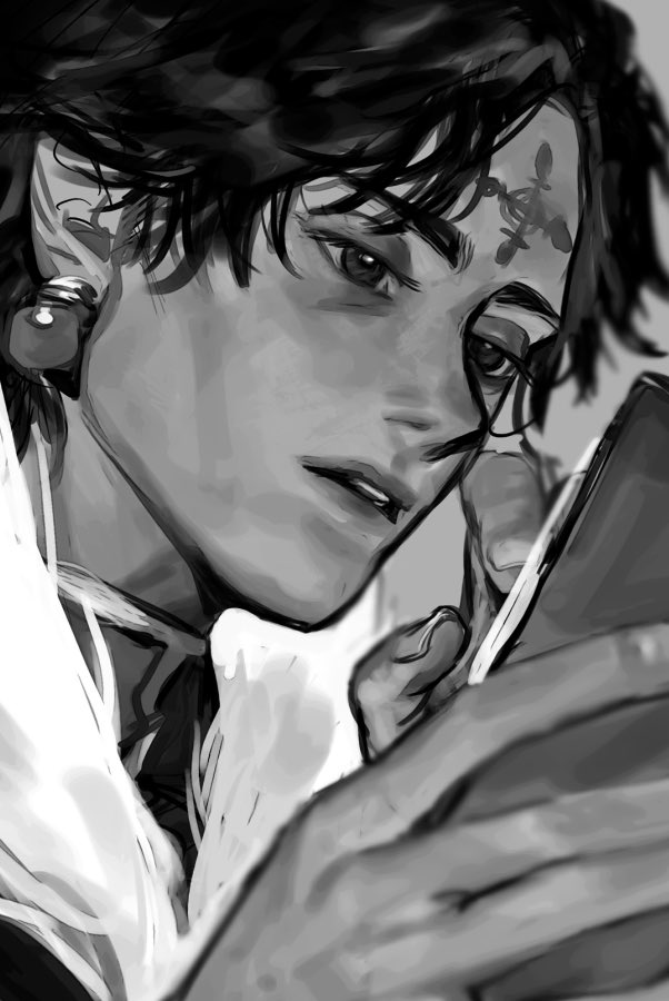 Safebooru - 1boy bangs book chrollo lucilfer coat earrings facial ...