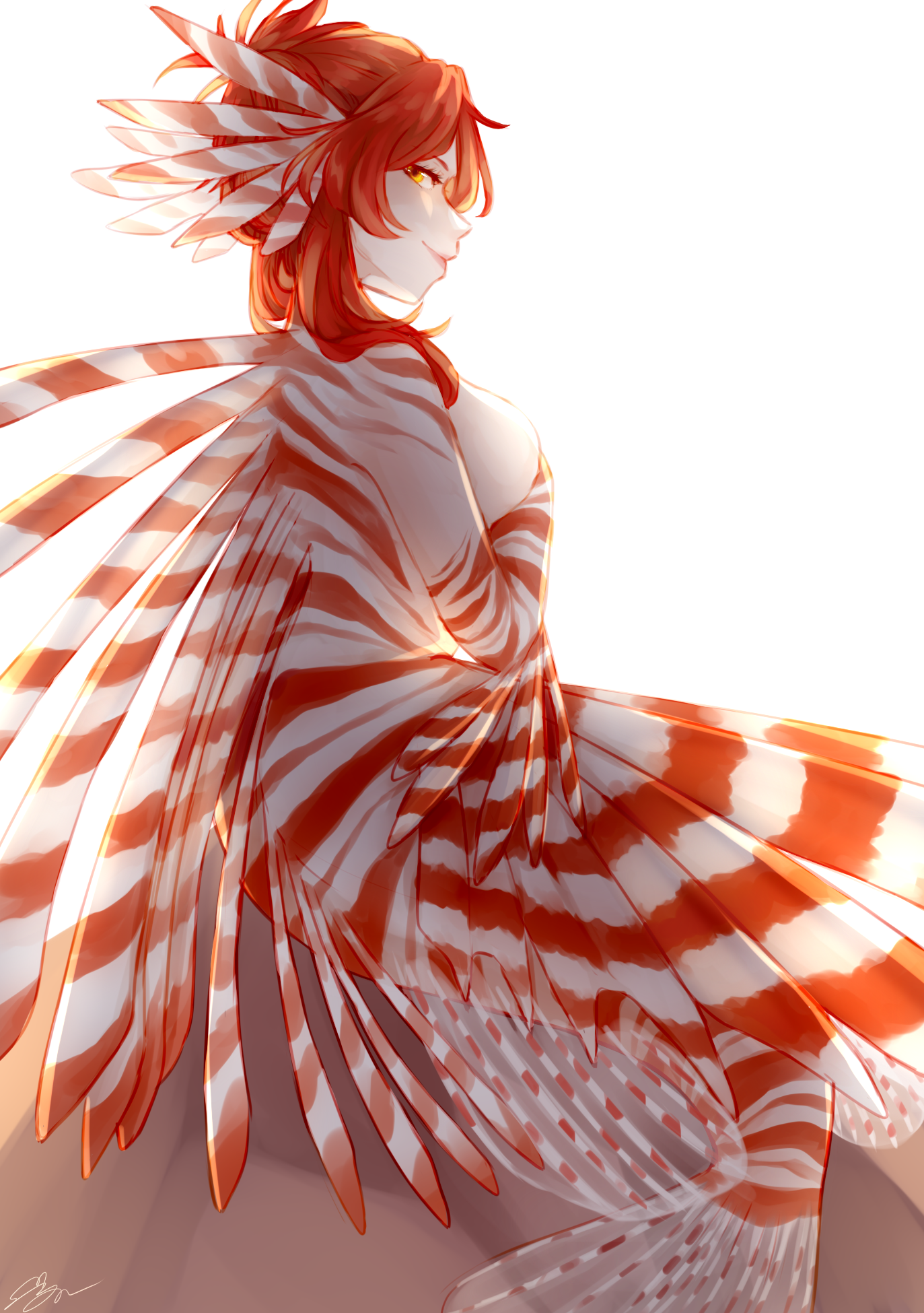 Safebooru - 1girl breasts cloud ya colored skin fins from side highres ...