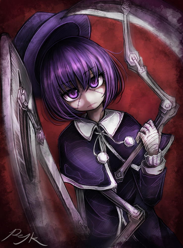 Safebooru - 1girl artist name bandaged hands bandages bob cut capelet ...