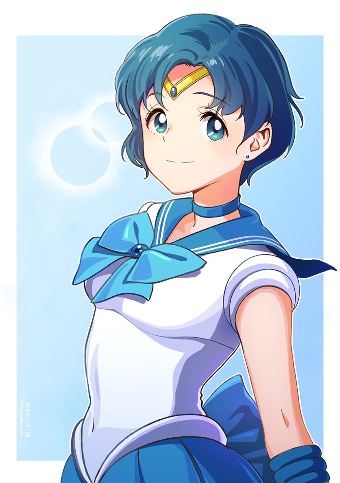 Safebooru - 1girl bishoujo senshi sailor moon blue background blue bow blue choker blue eyes ...