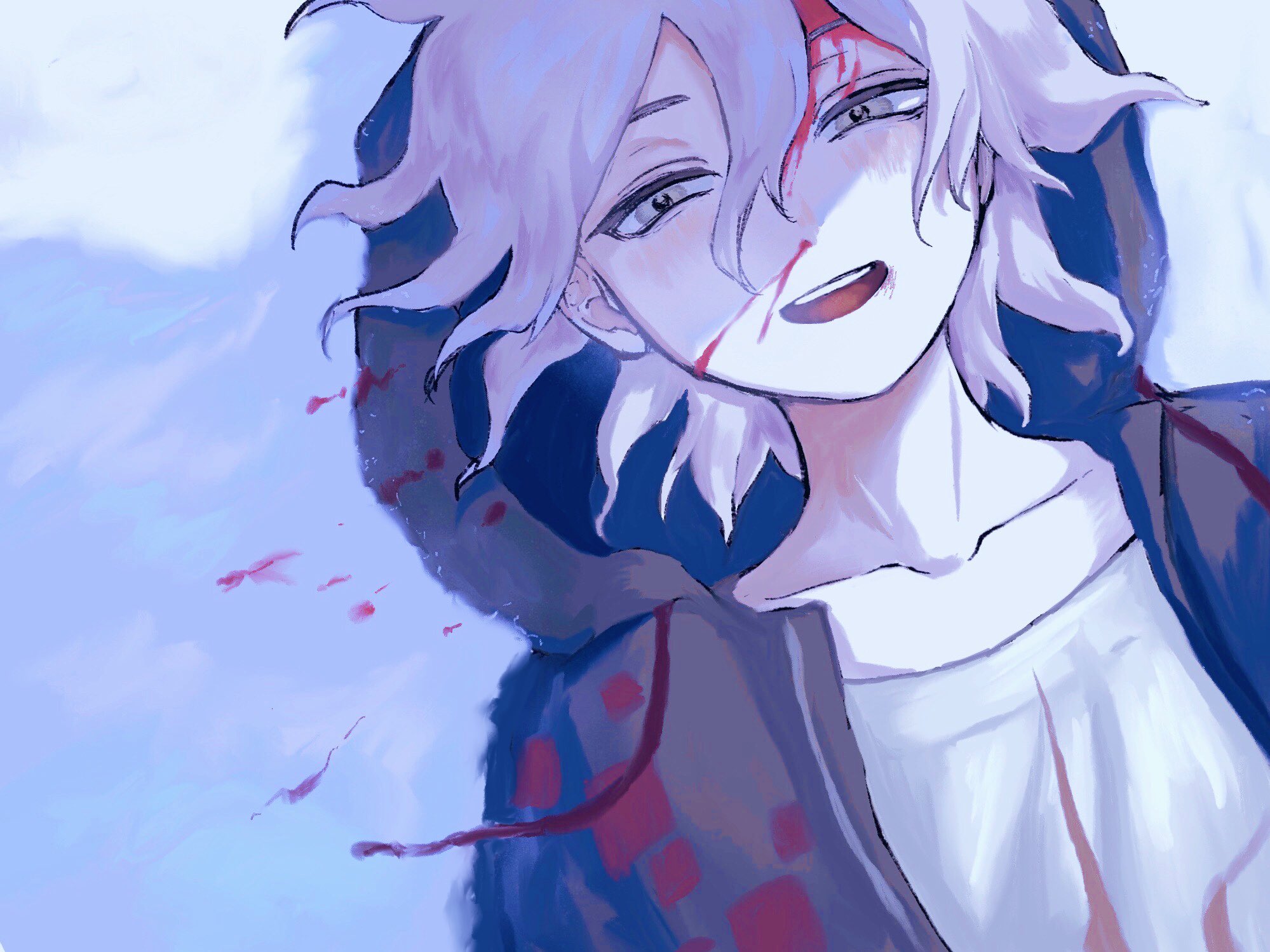 Safebooru - 1boy bangs blood blood on face blood splatter bloody nose dangan ronpa (series ...