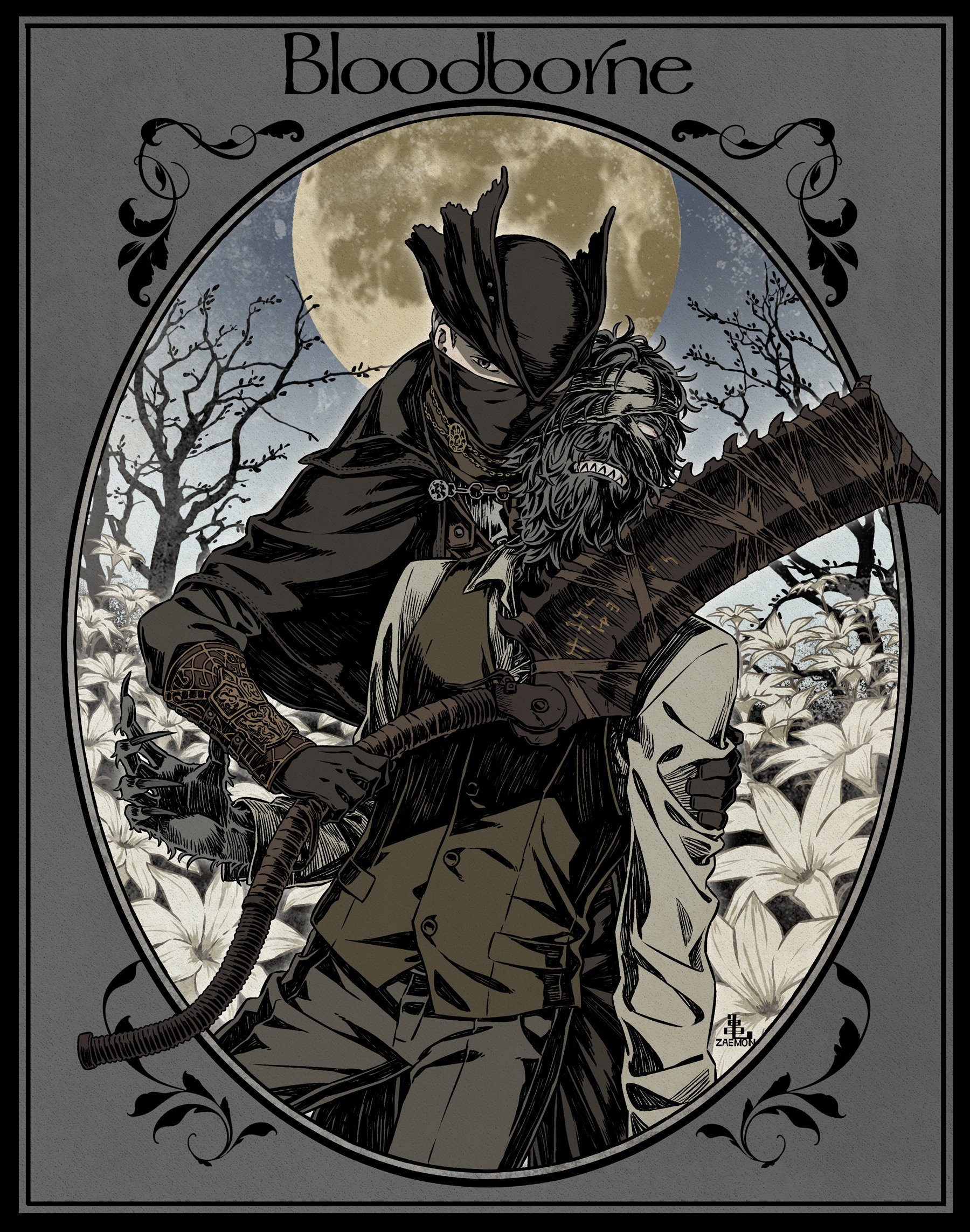 Safebooru - 2boys bandage over one eye bandages beast bloodborne ...