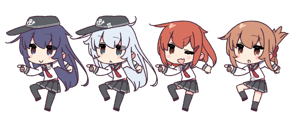 Safebooru - 4girls akatsuki (kantai collection) anchor symbol black legwear black sailor collar ...
