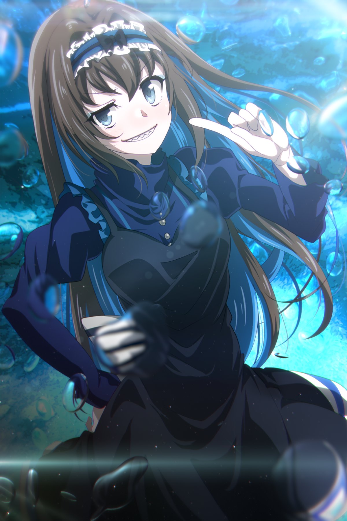 Safebooru - 1girl alternate hair length alternate hairstyle black hair blue dress blue eyes blue ...