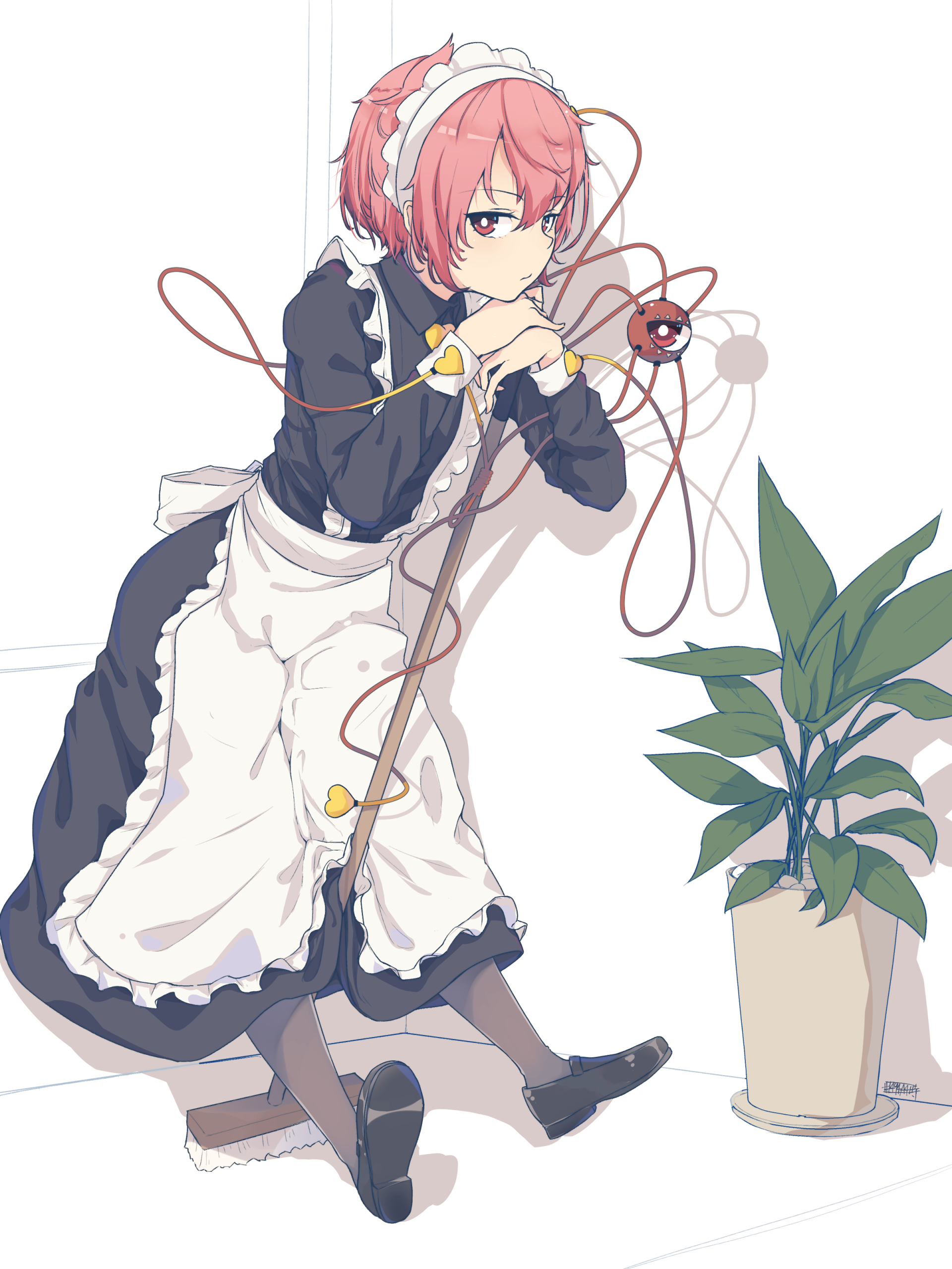 Safebooru - absurdres alternate costume apron bangs black dress black footwear black legwear ...