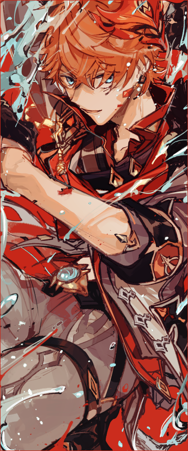 Safebooru - 1boy ayano (katou) bangs black gloves blue eyes genshin ...