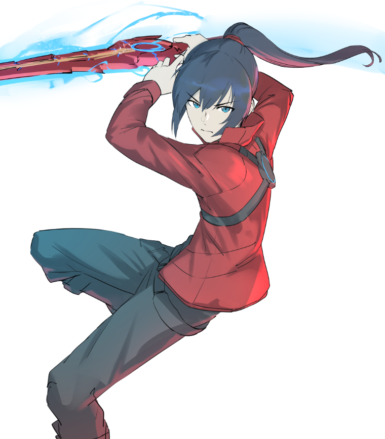 Safebooru - 1boy belt black hair black pants blue eyes hair tie jacket noah (xenoblade) pants ...