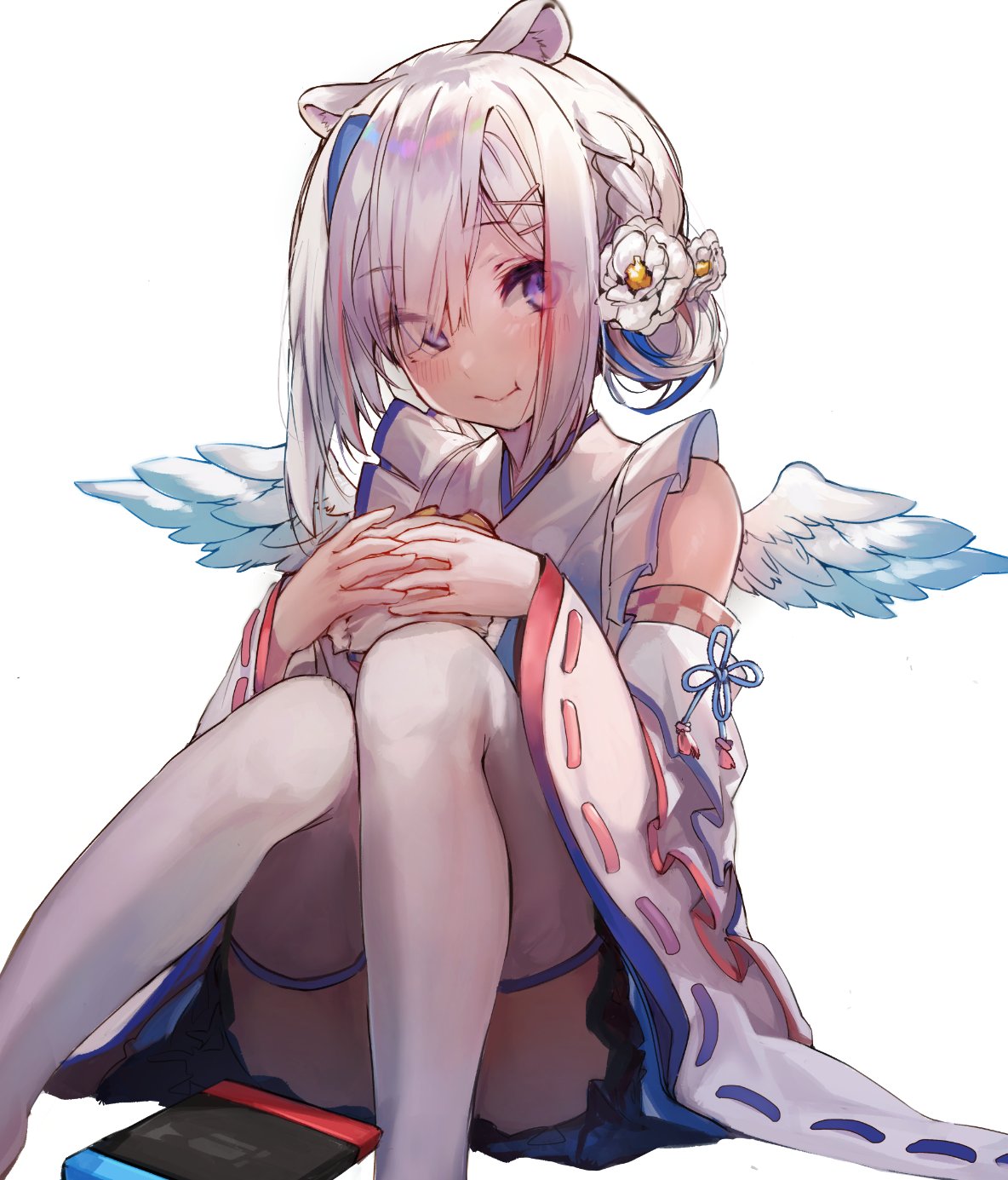 Safebooru - 1girl akieda amane kanata angel wings animal ears bare shoulders blush braid ...