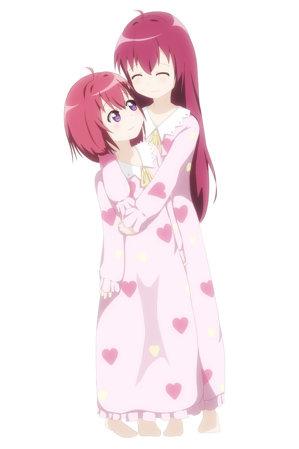 Safebooru 2girls Ahoge Akaza Akane Akaza Akari Closed Eyes Heart Hug 9986