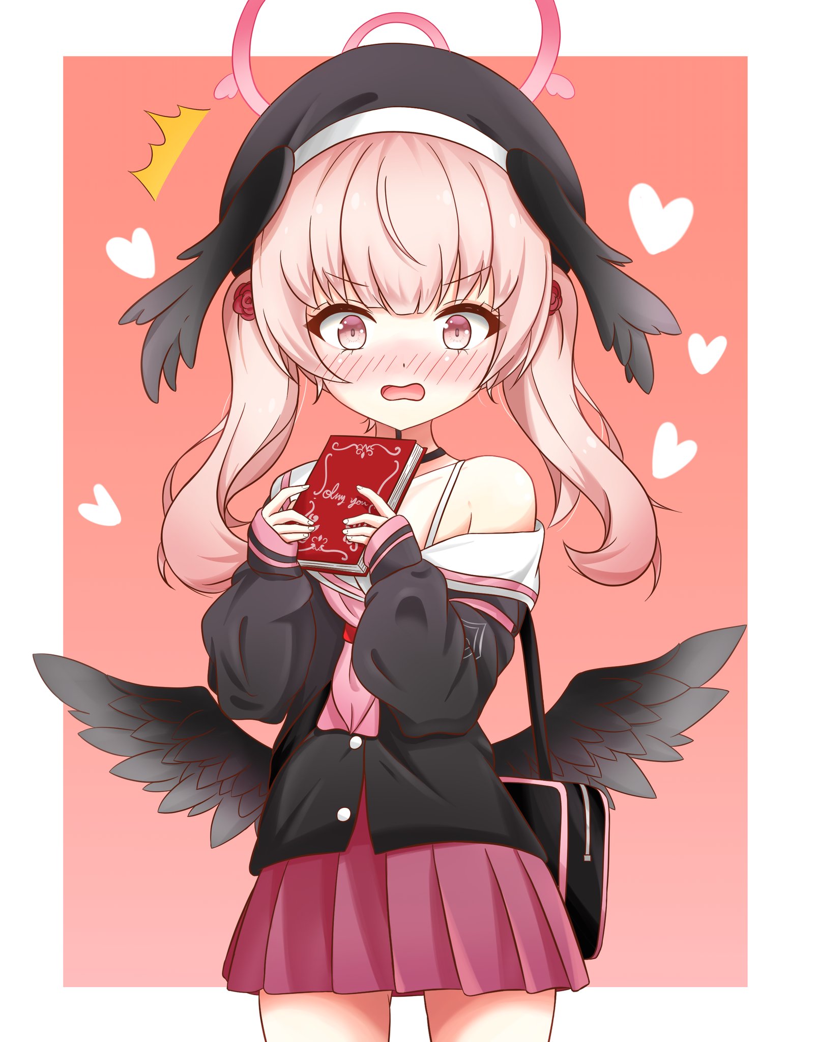 Safebooru - bag beret blue archive blush book commentary hair ornament ...