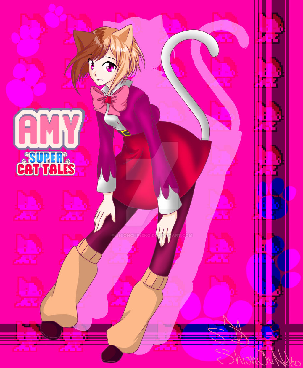 Safebooru - amy (super cat tales) highres multicolored hair navel pink ...