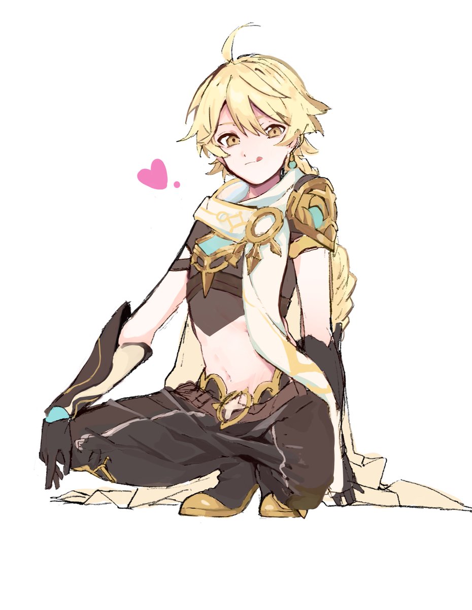 Safebooru - 1boy aether (genshin impact) ahoge bangs black hair blonde hair braid braided ...