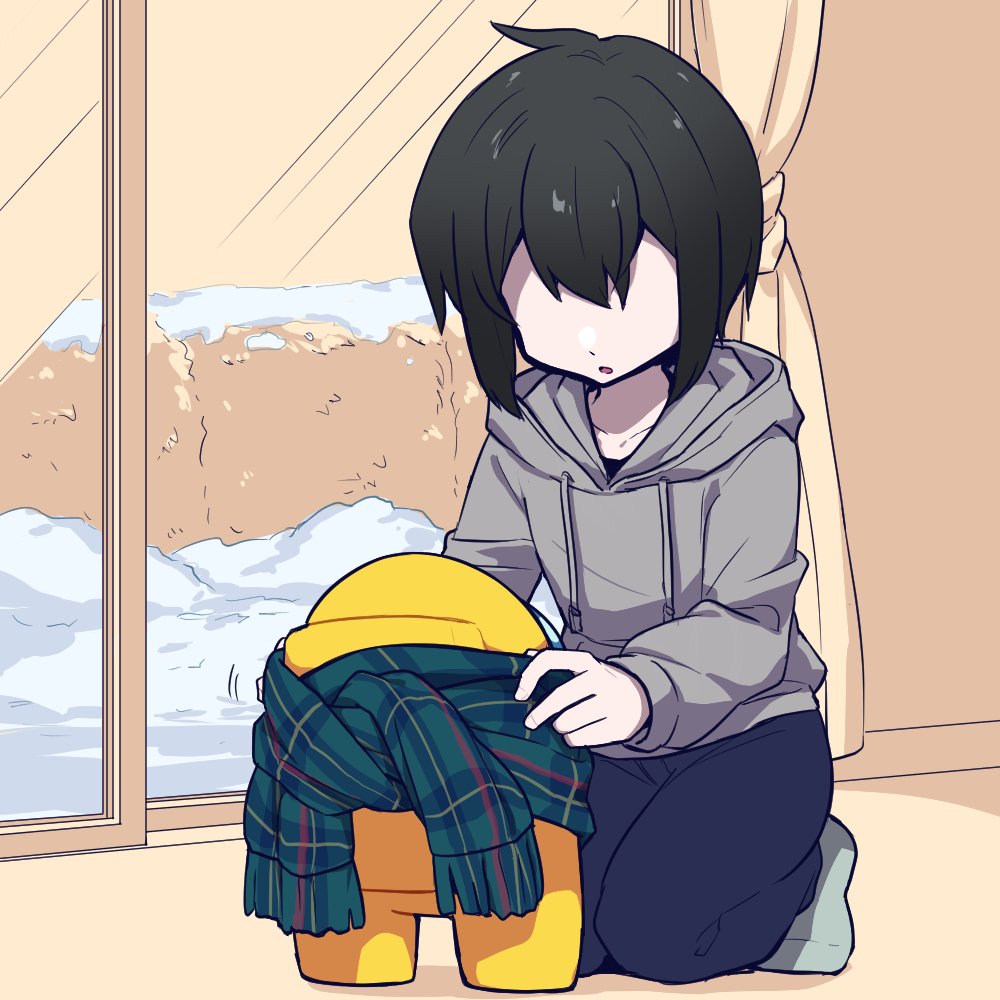 Safebooru - 2others ambiguous gender among us black hair commentary ...