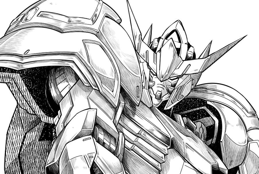 Safebooru - greyscale gundam gundam barbatos gundam tekketsu no orphans ...